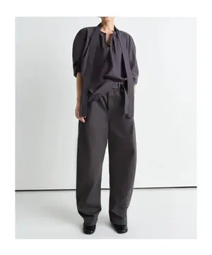 LEMAIRE Ascot Blouse With Rounded Hem - Charcoal