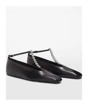 JIL SANDER Embellished Ankle Strap Ballerina Flats