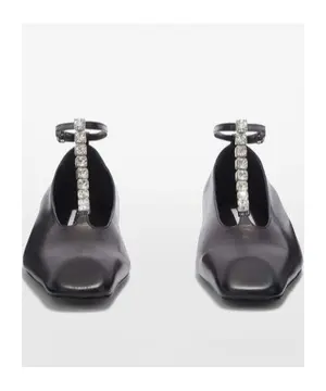 JIL SANDER Embellished Ankle Strap Ballerina Flats