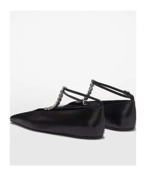 JIL SANDER Embellished Ankle Strap Ballerina Flats