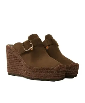Stella McCartney Gaia Clogs With Jute Wedge - Mocha