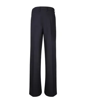 Prada High-waisted Tailored Trousers With Jewel Brooch Detail