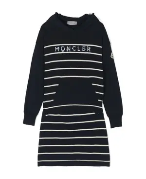 Moncler Striped Knit Logo Hoodie Skirt Set