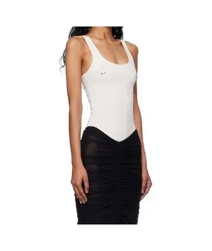 MUGLER Scoop-neck Embellished Bodysuit - Black