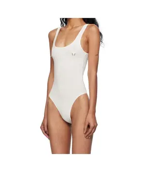 MUGLER Scoop-neck Embellished Bodysuit - Black