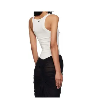 MUGLER Scoop-neck Embellished Bodysuit - Black