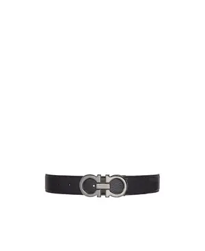 FERRAGAMO Gancini Buckle Reversible Belt - Black