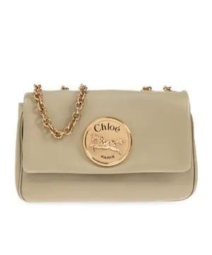 Chloé Small Heritage Logo Plaque Shoulder Bag - Nude