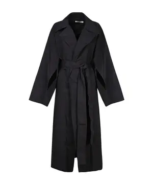 QUIRA Oversized Belted Coat - Black