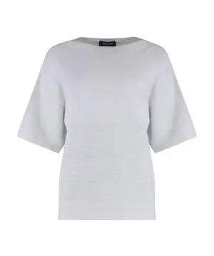 Fabiana Filippi Short Sleeve Boatneck Jumper - Light Gray