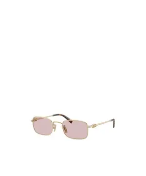 Miu Miu Rectangular Sunglasses With Gold Tone Accents - Pink