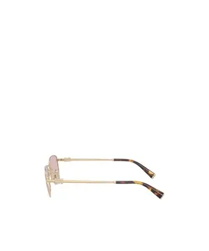 Miu Miu Rectangular Sunglasses With Gold Tone Accents - Pink