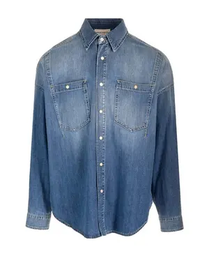 Alexander McQueen Dart-detailed Long Sleeved Denim Shirt
