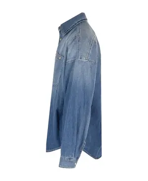 Alexander McQueen Dart-detailed Long Sleeved Denim Shirt