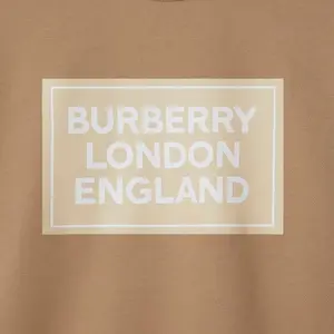Burberry Crewneck Long Sleeve Hoodie With Contrast Logo - Camel