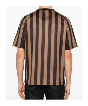 Fendi V-neck Striped T-shirt - Black