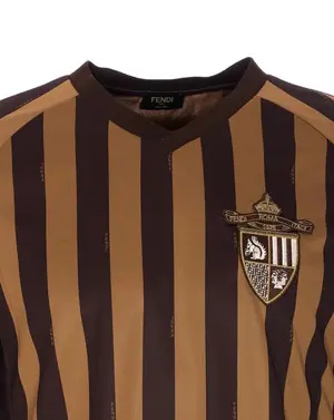 Fendi V-neck Striped T-shirt - No
