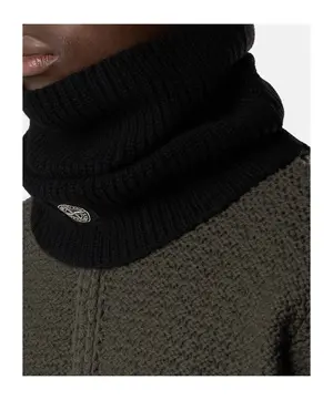 Stone Island Logo Patch Ribbed Scarf - Black