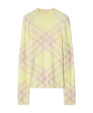Burberry Check-pattern Ribbed-knit Crewneck Jumper - Nude