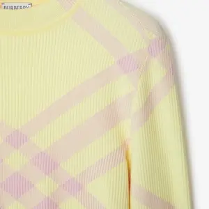 Burberry Check-pattern Ribbed-knit Crewneck Jumper - Nude