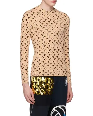 MARINE SERRE Long Sleeve T-shirt - Nude