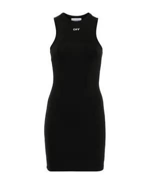 Off-White Sleeveless Mini Dress With Logo Detail - Black