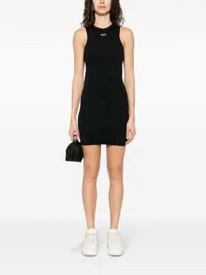 Off-White Sleeveless Mini Dress With Logo Detail - Black