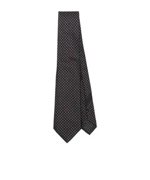 Dolce & Gabbana Silk Neck Tie With Geometric Pattern - Black