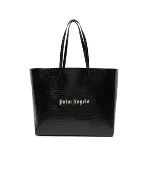 Palm Angels Logo Printed Large Tote Bag - Black