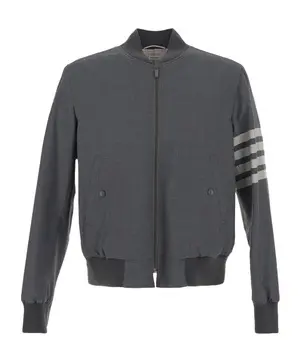 Thom Browne 4-bar Zipped Bomber Jacket - Medium Gray