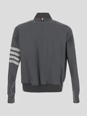 Thom Browne 4-bar Zipped Bomber Jacket - Medium Gray