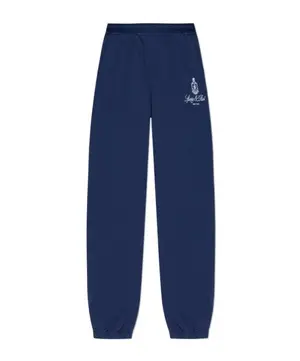 SPORTY  RICH Elastic Waist Track Pants - Navy