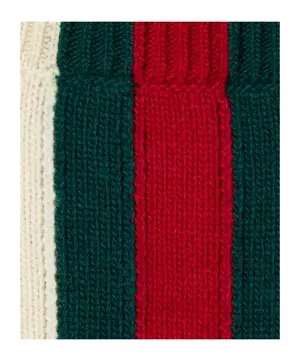 Gucci Knit Wool Sweater With Web Intarsia - Ivory