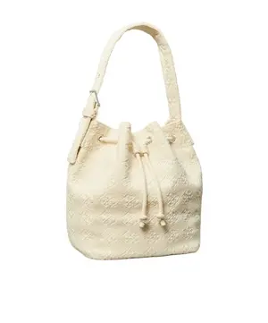Tory Burch T Monogram Terry Oversized Bucket Bag - Pearl
