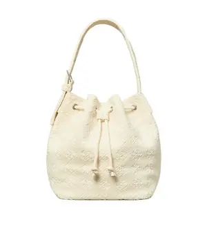 Tory Burch Textured Monogram Bucket Bag - Pearly