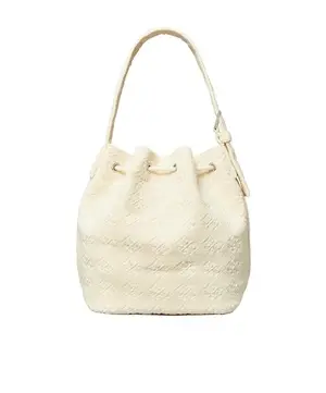 Tory Burch Textured Monogram Bucket Bag - Pearly