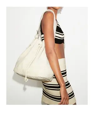 Tory Burch Textured Monogram Bucket Bag - Pearly