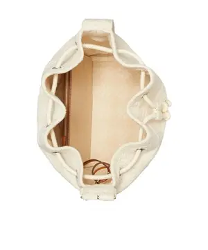 Tory Burch Textured Monogram Bucket Bag - Pearly