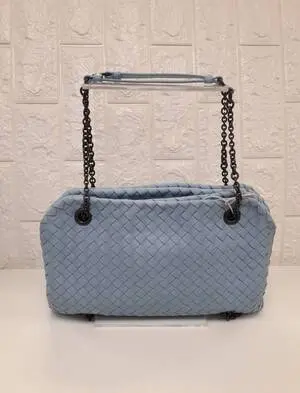 Bottega Veneta Woven Shoulder Bag With Chain Strap