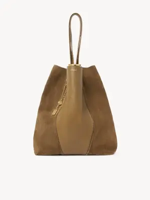 Chloé Large Tote Bag With Chain Detail - Deep Khaki