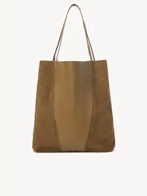 Chloé Large Tote Bag With Chain Detail - Deep Khaki