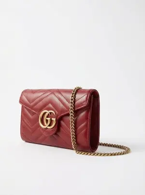 Gucci Logo Plaque Quilted Clutch Bag - Red