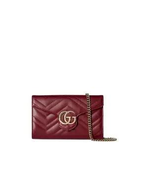 Gucci Logo Plaque Quilted Clutch Bag - Red