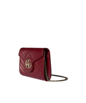 Gucci Logo Plaque Quilted Clutch Bag - Red