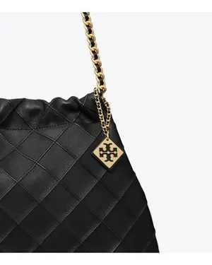 Tory Burch Fleming Soft Drawstring Tote Bag - Black