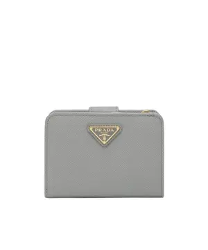 Prada Triangle Logo Zip-around Wallet - Light Grey