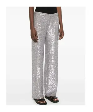 P.a.r.o.s.h Sequined Straight-leg Trousers - Gray