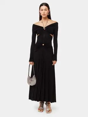 Rabanne Ruched Chain Embellished Maxi Dress
