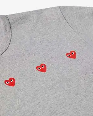 Play Comme Des Garcon Heart-print Cotton T-shirt - Gray