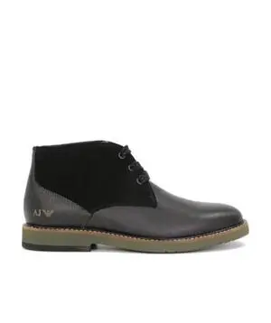 Emporio Armani Leather And Suede Lace-up Boots